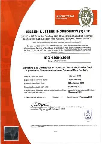 Certificates - Jebsen & Jessen Ingredients